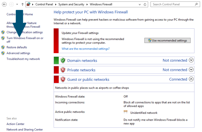 How to Turn Off Firewall on Windows Server 2012 R2