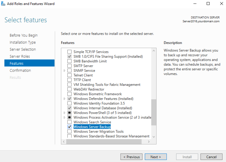 How to Configure Windows Server Backup on Windows Server 2016