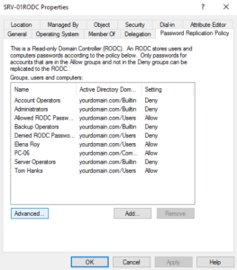 How to Configure Credential Caching on Read-Only Domain Controller Windows Server 2016