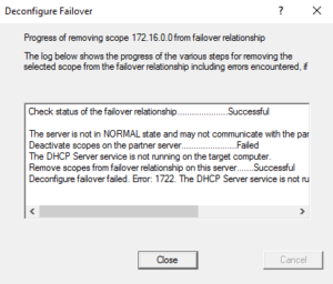 How to Deconfigure DHCP Failover in Windows Server 2016