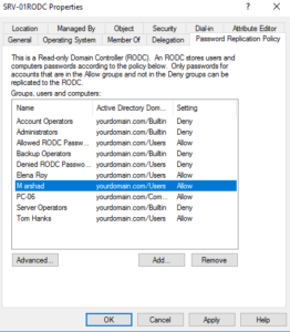 How to Configure Credential Caching on Read-Only Domain Controller Windows Server 2016