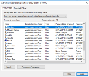 How to Configure Credential Caching on Read-Only Domain Controller Windows Server 2016