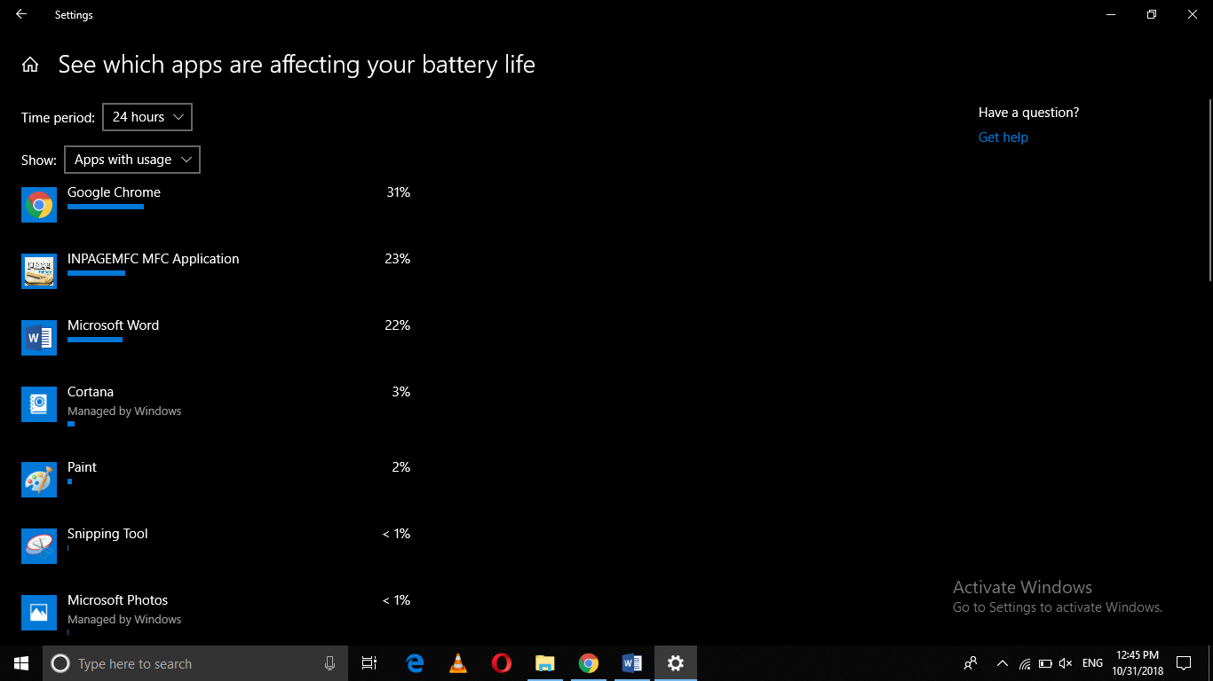 How to Check the Battery Usage in Windows 10
