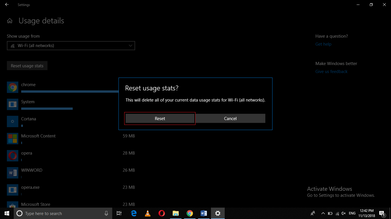 How To Reset Or Clear The Data Usage In Windows 10