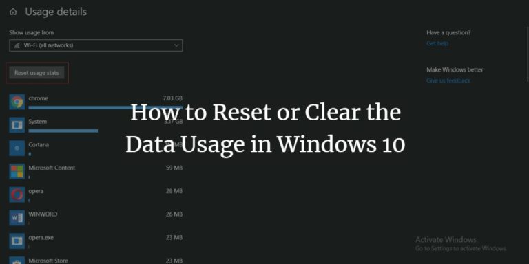 How to Reset or Clear the Data Usage in Windows 10