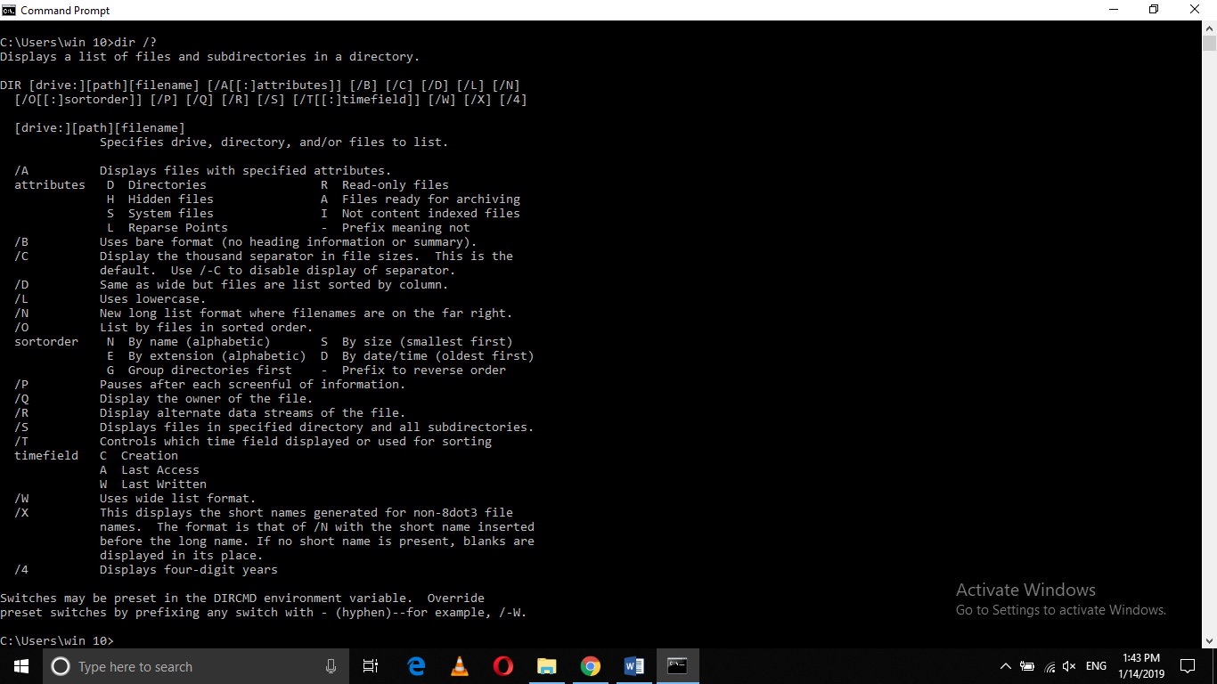 How to Use the Dir Command in Windows 10