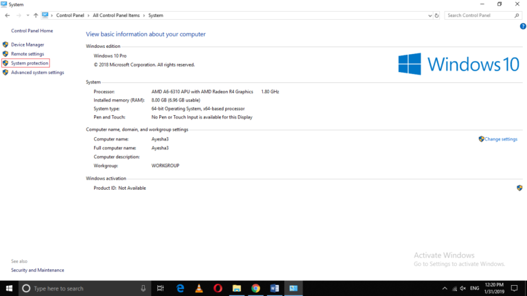 How to Enable System Protection in Windows 10