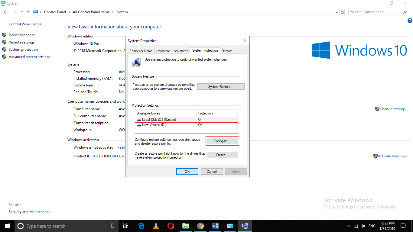 How to Enable System Protection in Windows 10