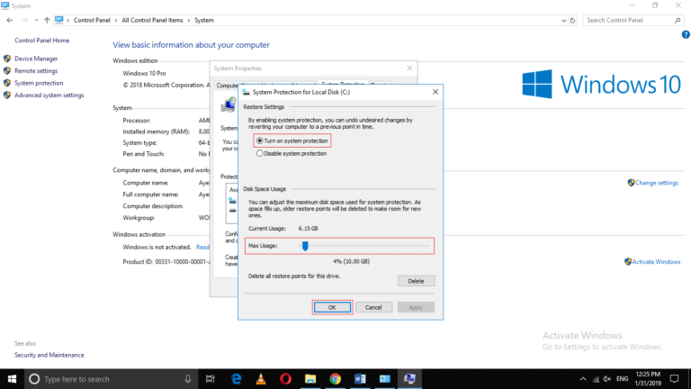 How to Enable System Protection in Windows 10