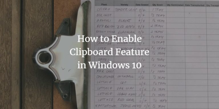 How to Enable Clipboard Feature in Windows 10