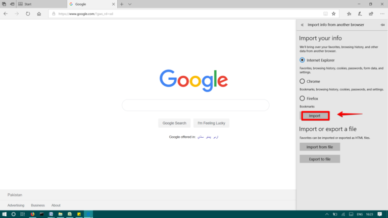 How to Import Data into Edge from another Browser