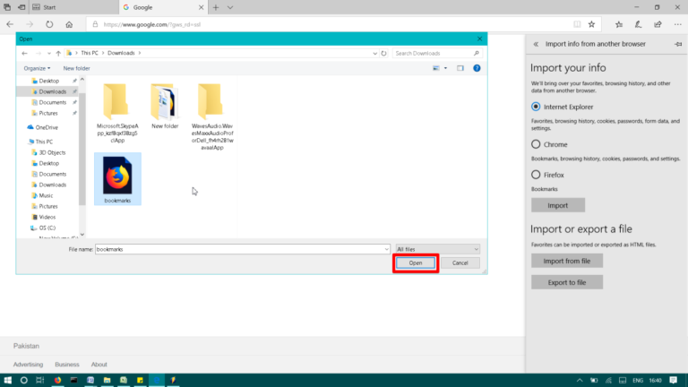 How to Import Data into Edge from another Browser