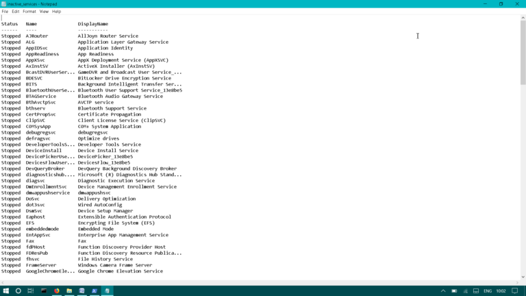 Save List of Services to a File using PowerShell in Windows 10