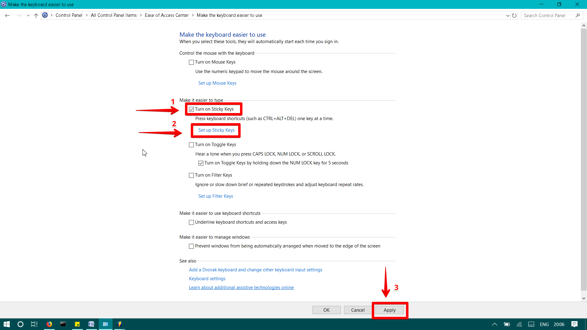 How To Enable And Disable Sticky Keys in Windows 10