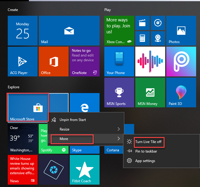 Disable windows 10 tiles - oregonpola