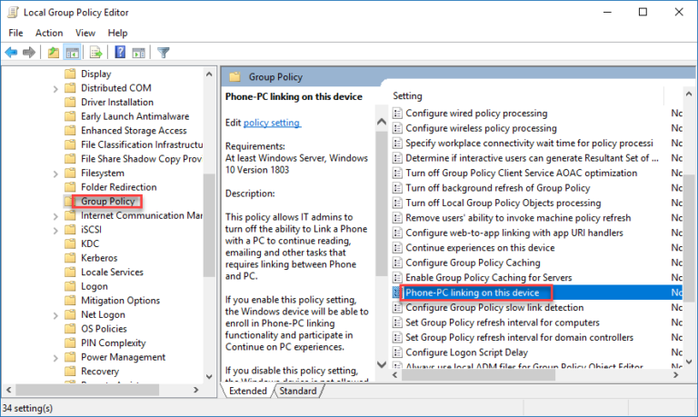 How to disable the Windows 10 Phone Linking feature