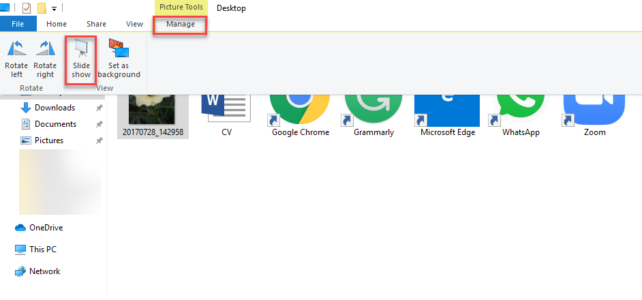 Show Photos as Slideshow in Windows 10