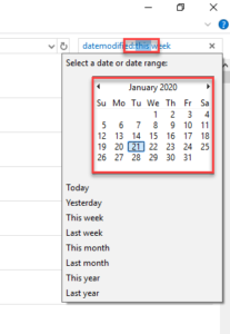 How to search for files in Windows from a certain date range
