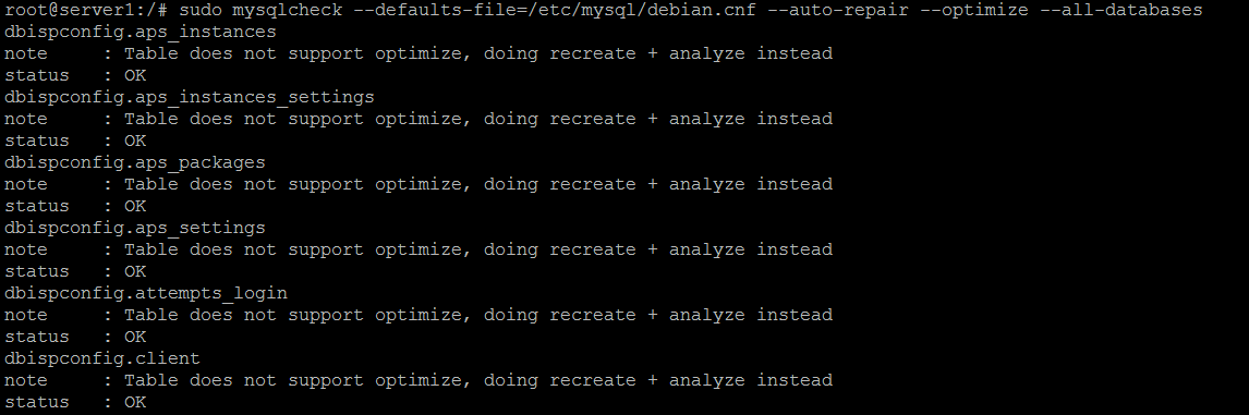 Check and Repair All MySQL Databases on Ubuntu