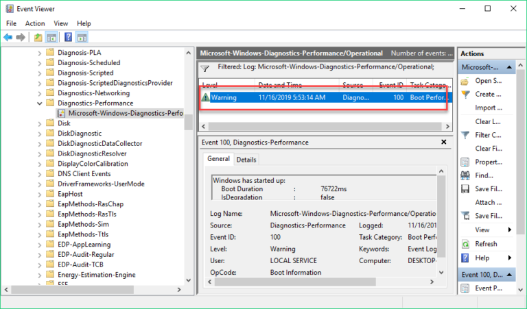 How to use Event Viewer to find the boot time for your PC under Windows 10