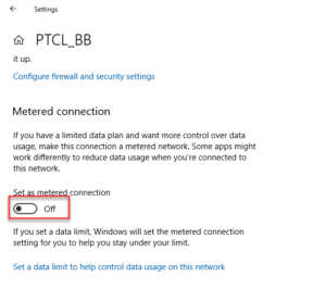 How to turn off a Windows 10 Metered Connection