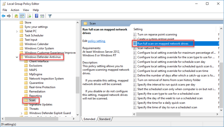 How to scan mapped network drives with Windows Defender on Windows 10